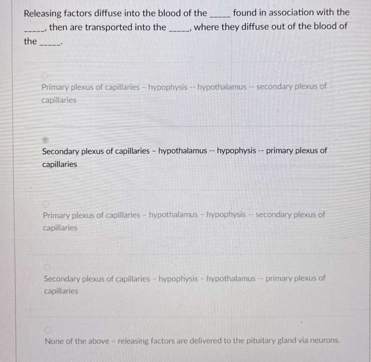 Solved Releasing factors diffuse into the blood of the q, | Chegg.com