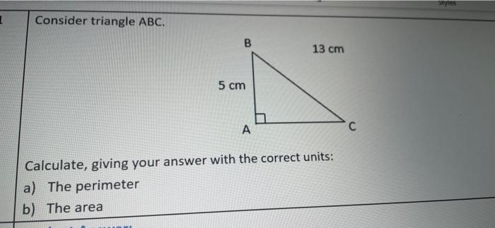 Solved Consider triangle ABC. Calculate, giving your answer | Chegg.com