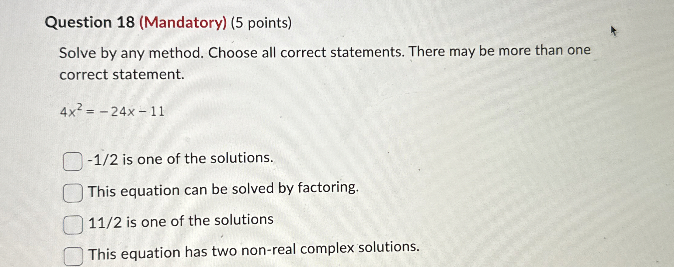 Question 12 (Mandatory) (5 ﻿points)Determine whether | Chegg.com