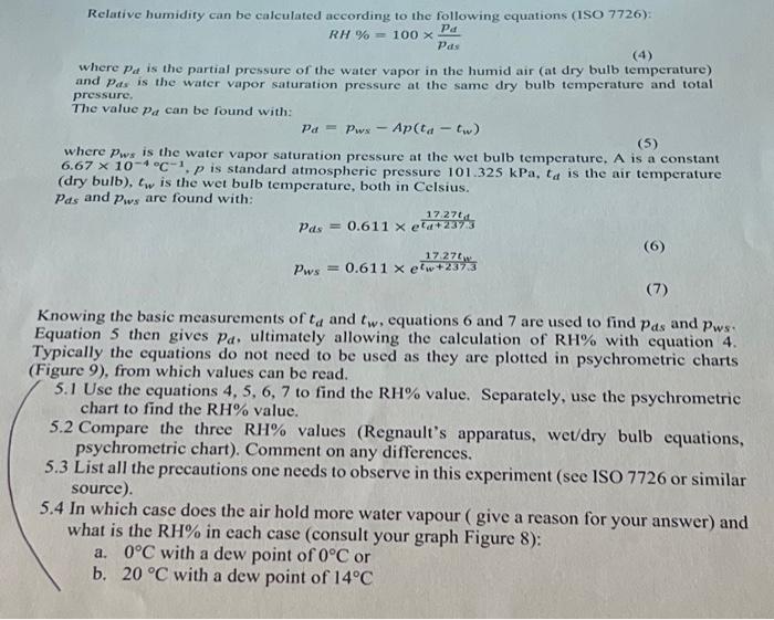 Solved Relative humidity can be calculated according to the | Chegg.com