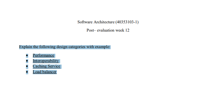 Solved Software Architecture (40353103-1) ﻿Post- ﻿evaluation | Chegg.com
