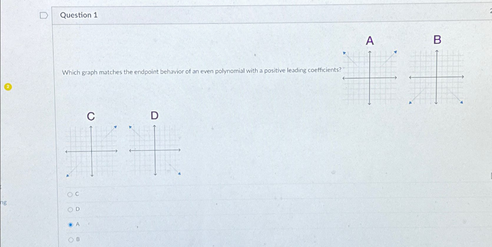 Solved Question 1Which graph matches the endpoint behavior | Chegg.com