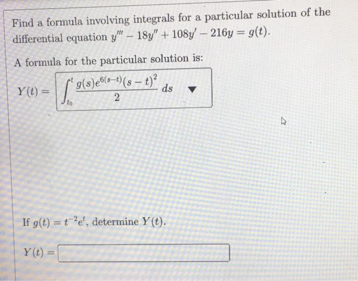 Solved Find a formula involving integrals for a particular | Chegg.com