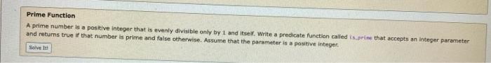 Solved Prime Function A prime number is a positive integer | Chegg.com