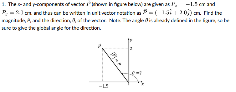 Solved The x - ﻿and y-components of vector vec(P) (shown in | Chegg.com