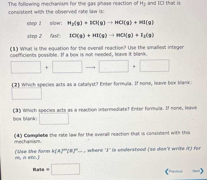 Solved The following mechanism for the gas phase reaction of | Chegg.com