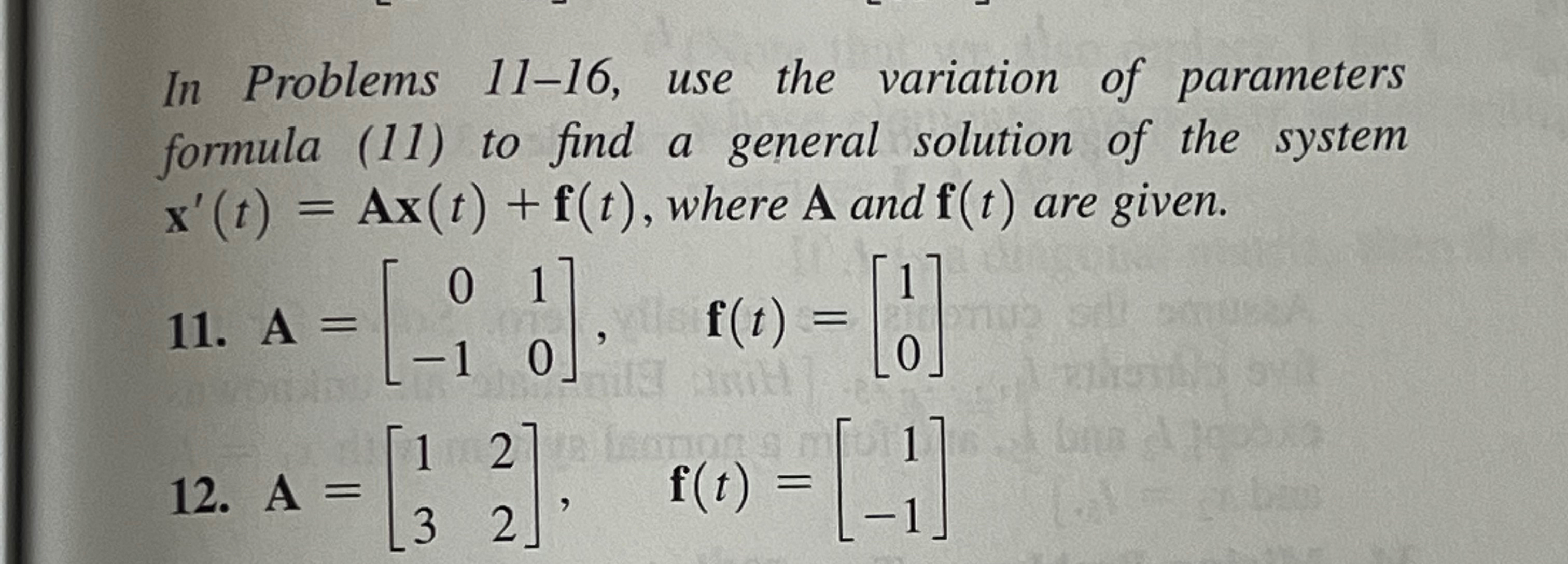 In Problems 11-16, ﻿use the variation of parameters | Chegg.com