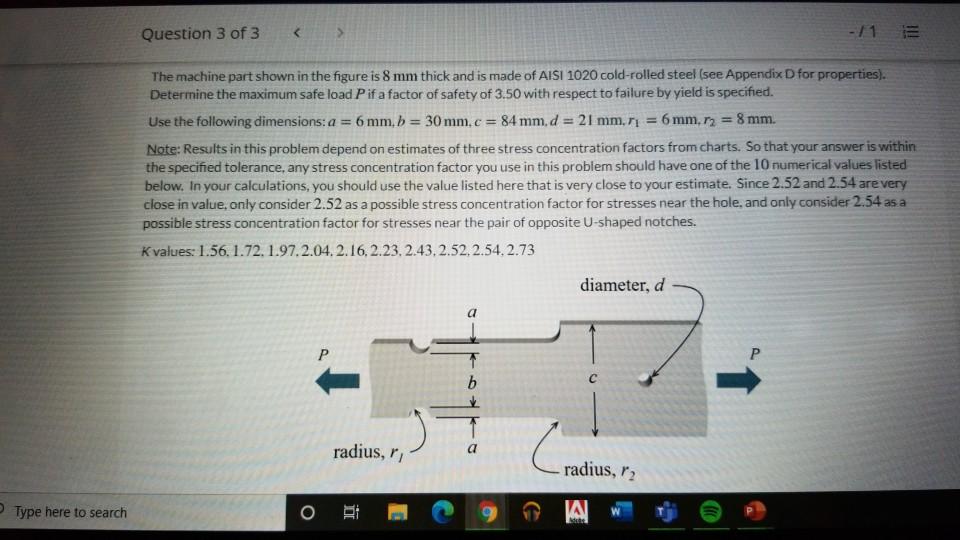 Solved Question 3 of 3 -/15 The machine part shown in the | Chegg.com