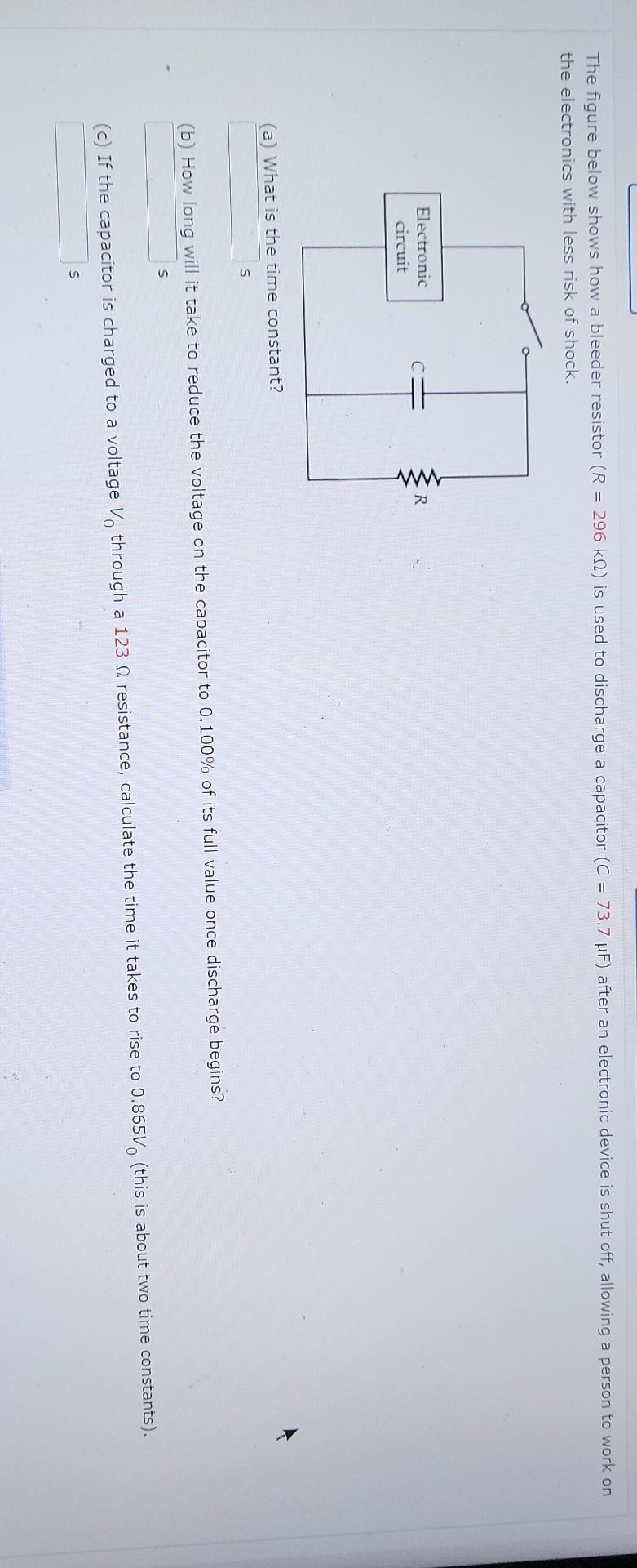Solved The figure below shows how a bleeder resistor (R = | Chegg.com