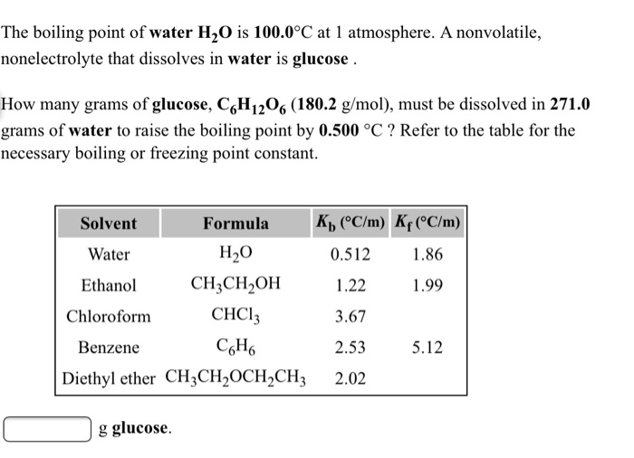 Solved The boiling point of water H2O is 100.0°C at 1 | Chegg.com