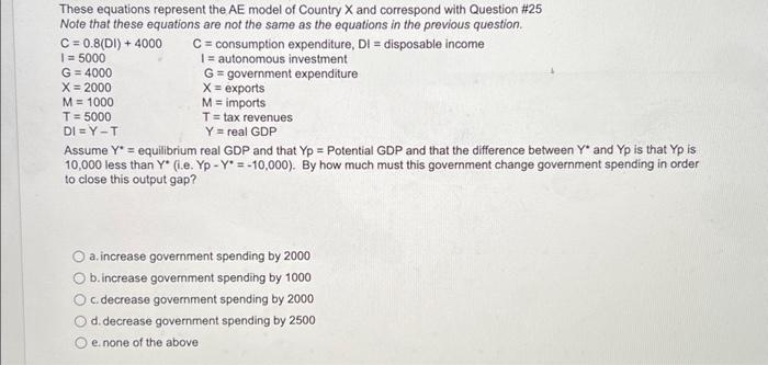 Solved These equations represent the AE model of Country X | Chegg.com