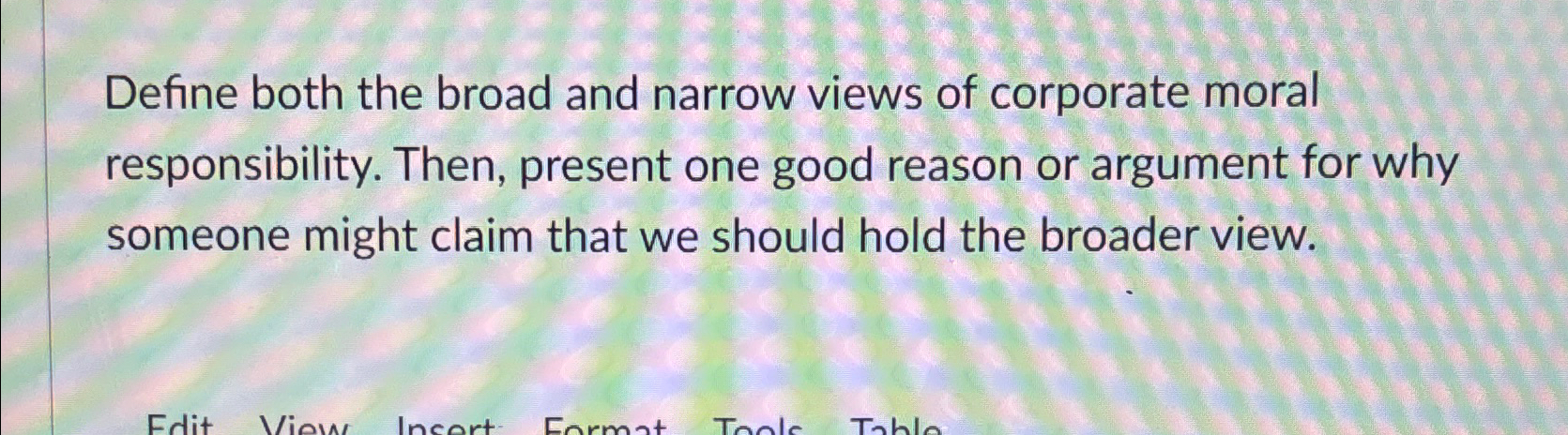 Solved Define both the broad and narrow views of corporate | Chegg.com