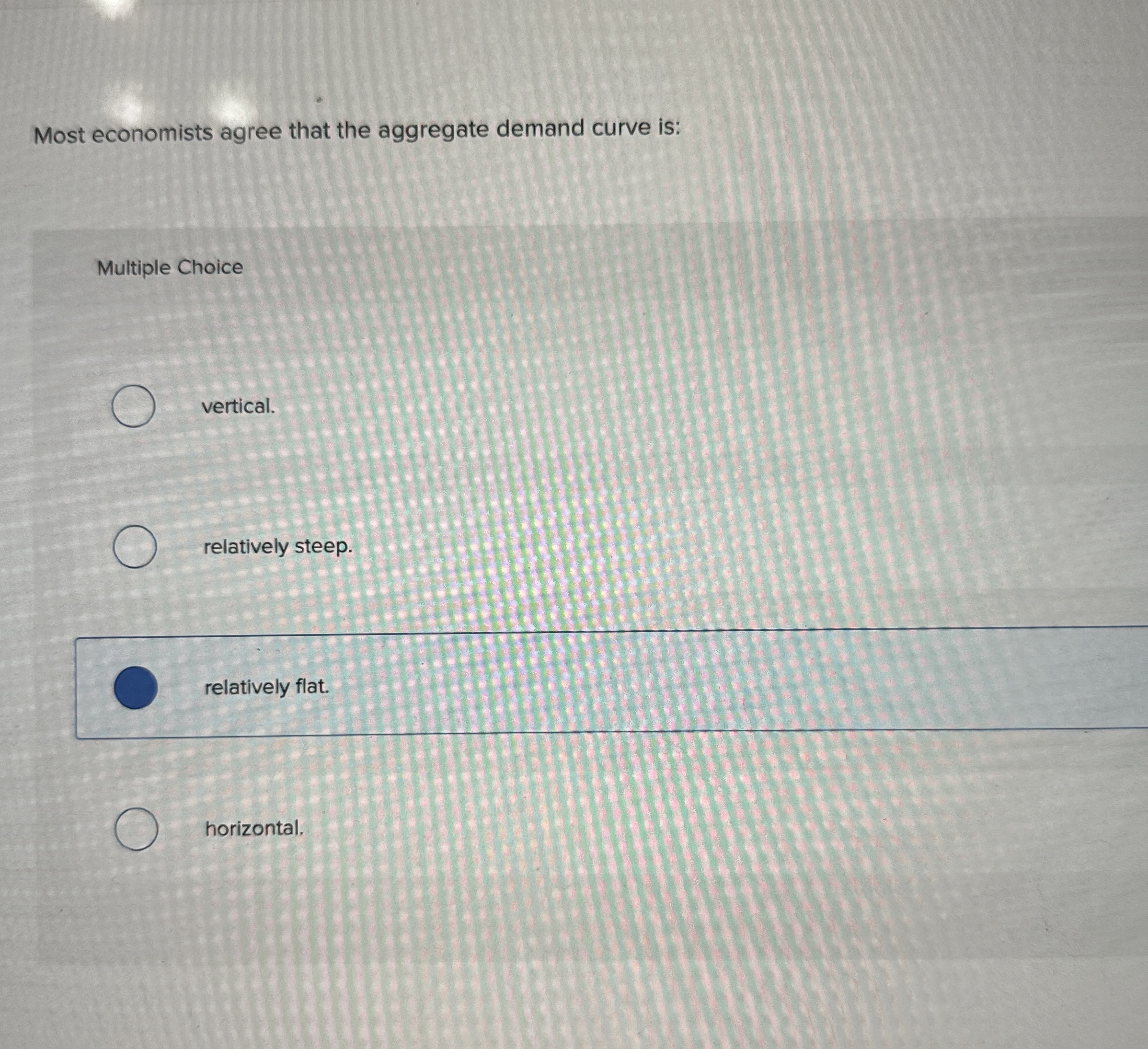 Solved Most economists agree that the aggregate demand curve | Chegg.com