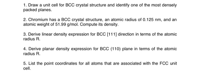 Solved 4. Derive planar density expression for BCC (110) | Chegg.com