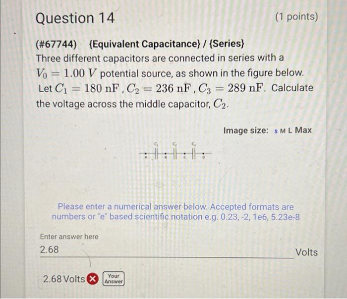 Solved Question 14 (#67744) (Equivalent Capacitance} / | Chegg.com