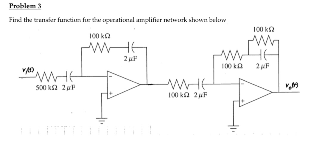 Problem 3Find the transfer function for the | Chegg.com