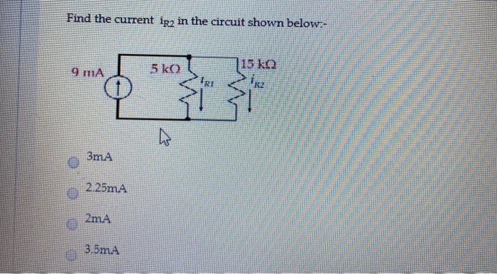 Solved Find the current ir2 in the circuit shown below:- 9 | Chegg.com