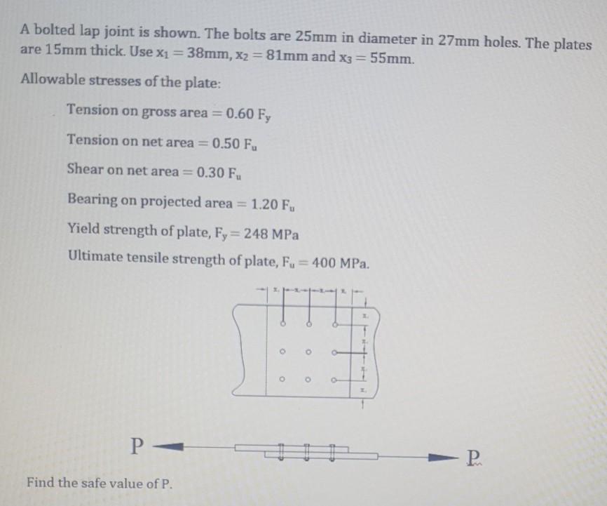 Solved A bolted lap joint is shown. The bolts are 25mm in | Chegg.com