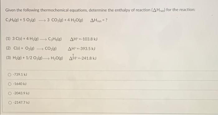 Solved Given the following thermochemical equations, | Chegg.com
