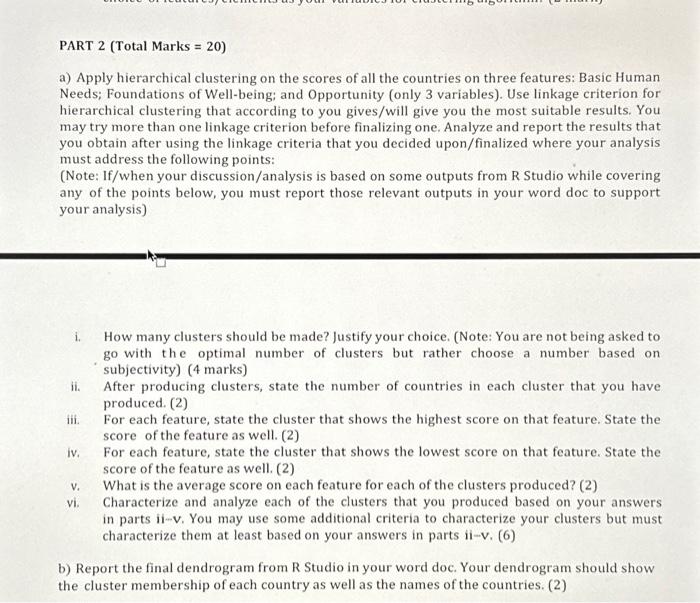 Solved PART 2 (Total Marks = 20) a) Apply hierarchical | Chegg.com