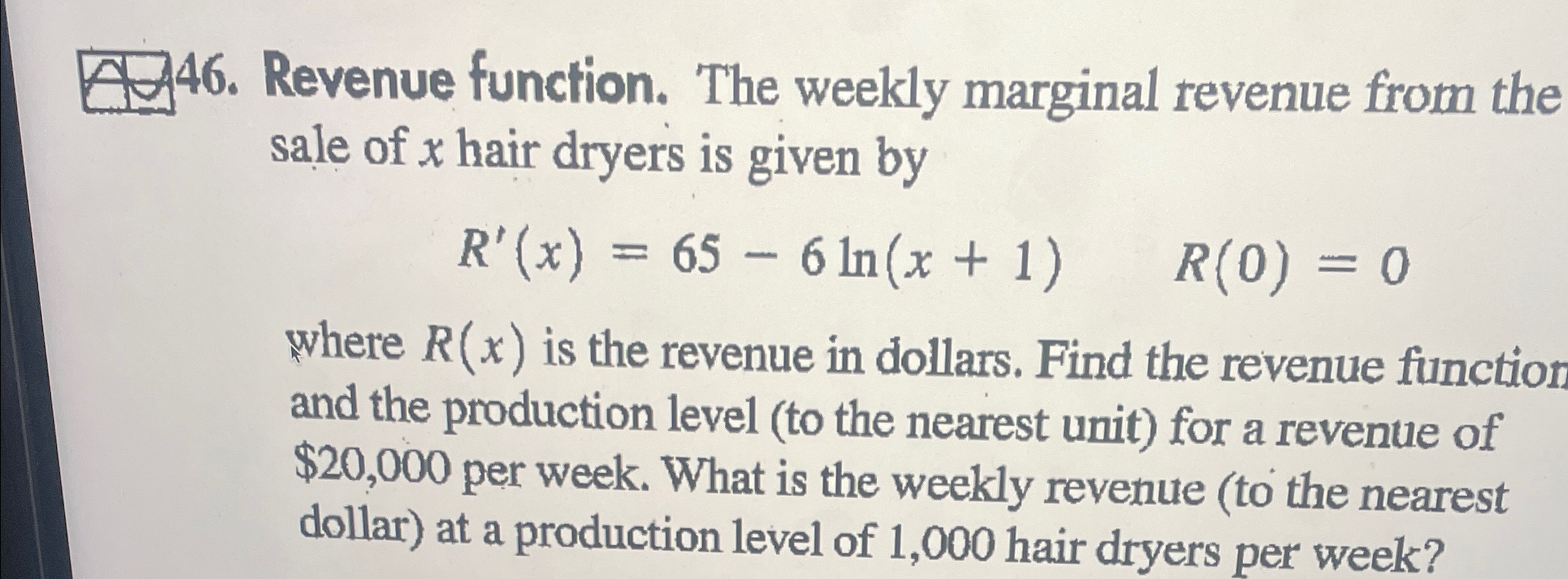 Solved Revenue function. The weekly marginal revenue from | Chegg.com