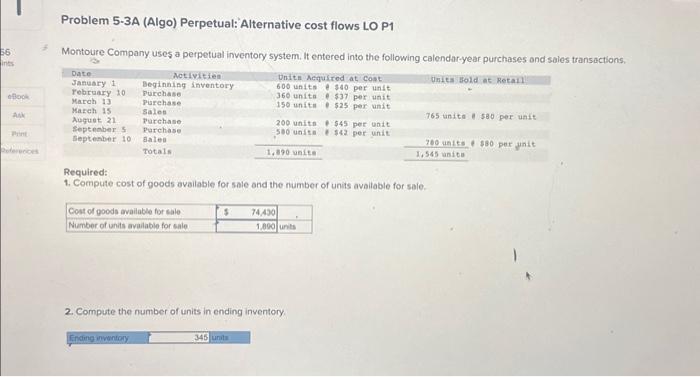 Solved Problem 5-3A (Algo) Perpetual: Alternative cost flows | Chegg.com