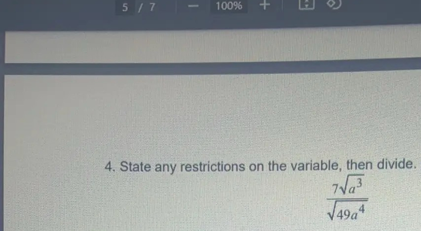 Solved State any restrictions on the variable, then | Chegg.com