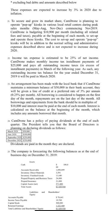 Solved Master Budget Case Study As part of the continued | Chegg.com