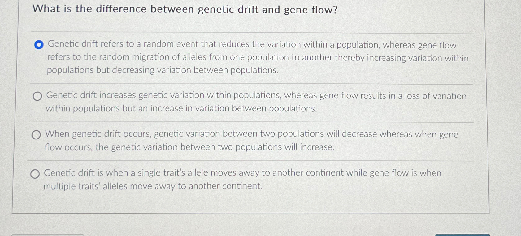 Solved What is the difference between genetic drift and gene | Chegg.com