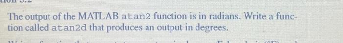 Solved The Output Of The Matlab Atan2 Function Is In 5119