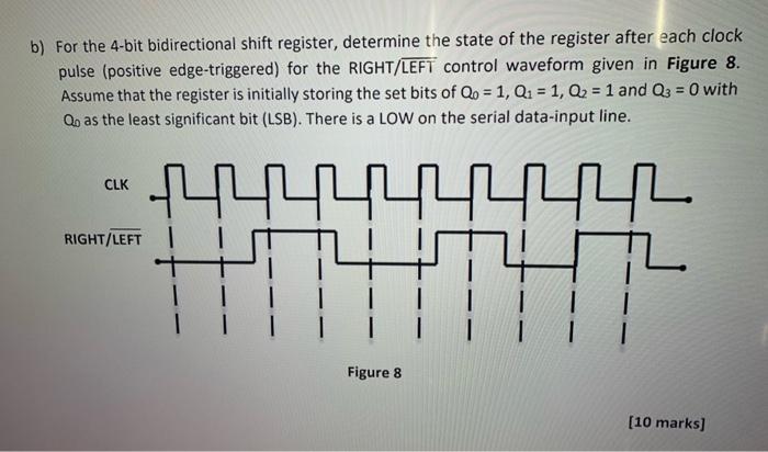 Solved b) For the 4-bit bidirectional shift register, | Chegg.com