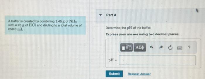 Solved A bufler is croated by combining 3.45 g of NH3 with | Chegg.com