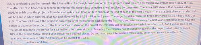 Solved SSC is considering another project the introduction | Chegg.com