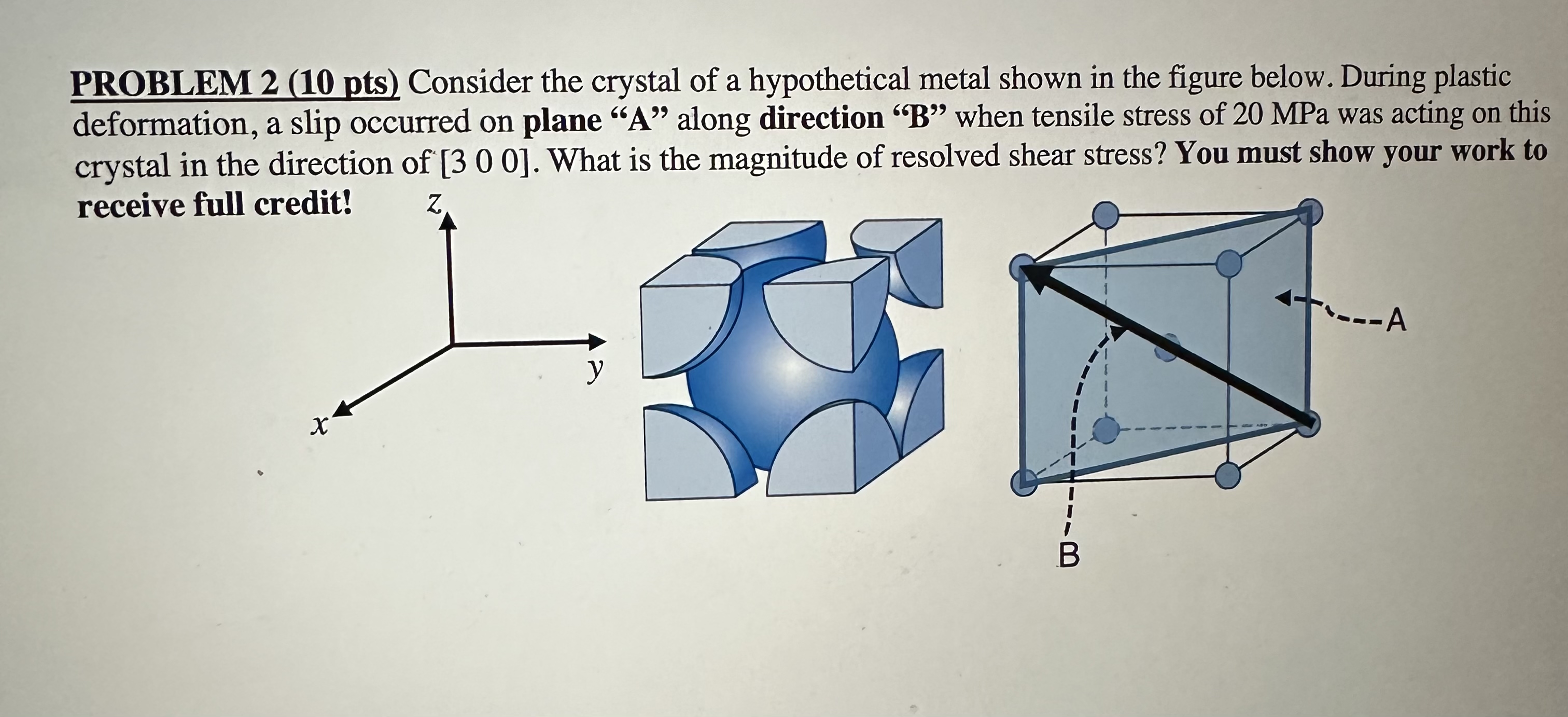 Solved PROBLEM 2 (10 ﻿pts) ﻿Consider the crystal of a | Chegg.com