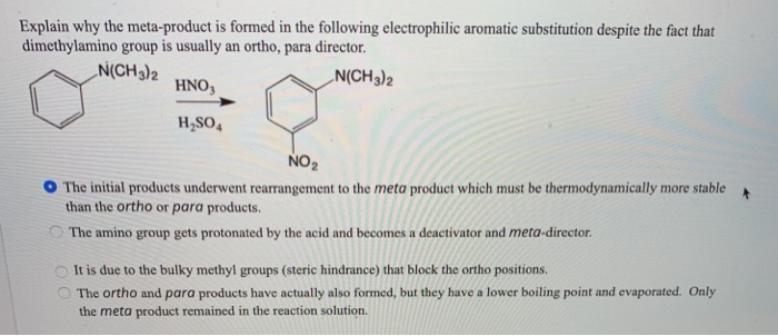 Solved Explain why the meta-product is formed in the | Chegg.com
