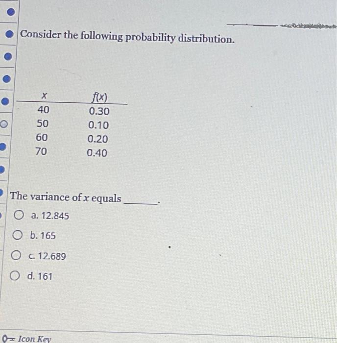 Solved Consider the following probability distribution. The | Chegg.com