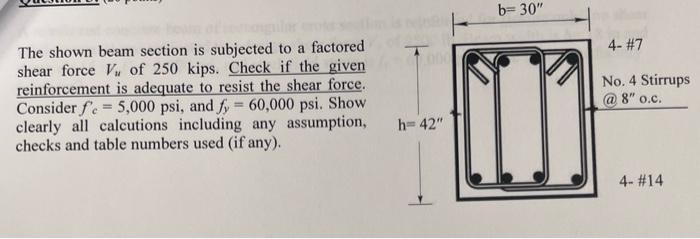 Solved The shown beam section is subjected to a factored | Chegg.com