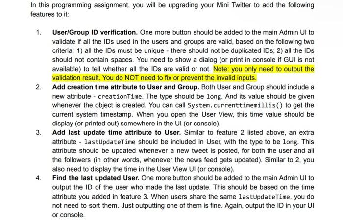 Solved In this programming assignment, you will be upgrading | Chegg.com