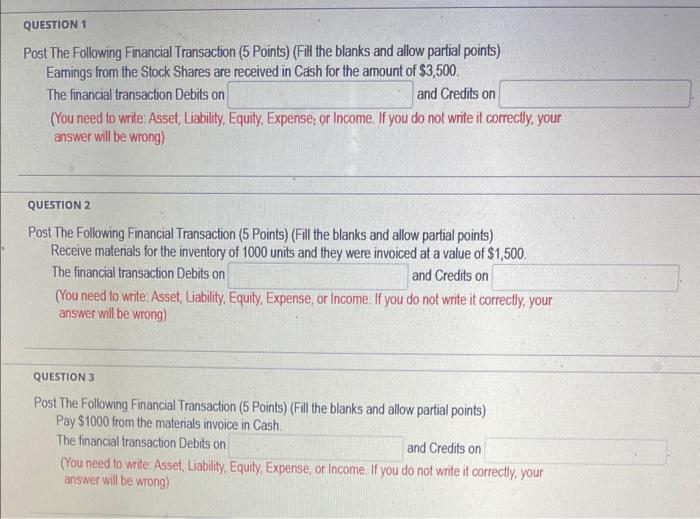 Solved Post The Following Financial Transaction (5 Points) | Chegg.com