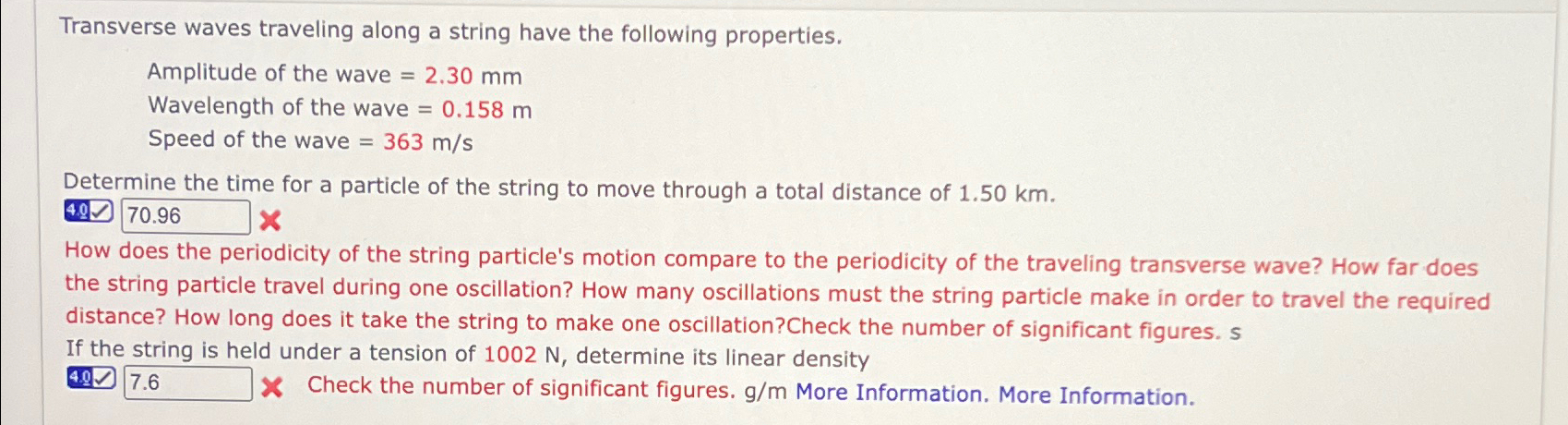 Solved Transverse waves traveling along a string have the | Chegg.com