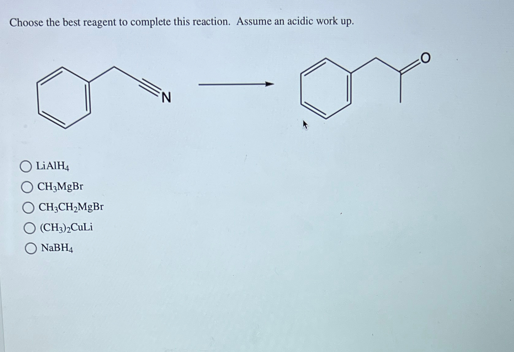 Solved Choose the best reagent to complete this reaction. | Chegg.com