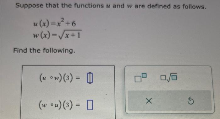 Solved Suppose that the functions u and w are defined as | Chegg.com