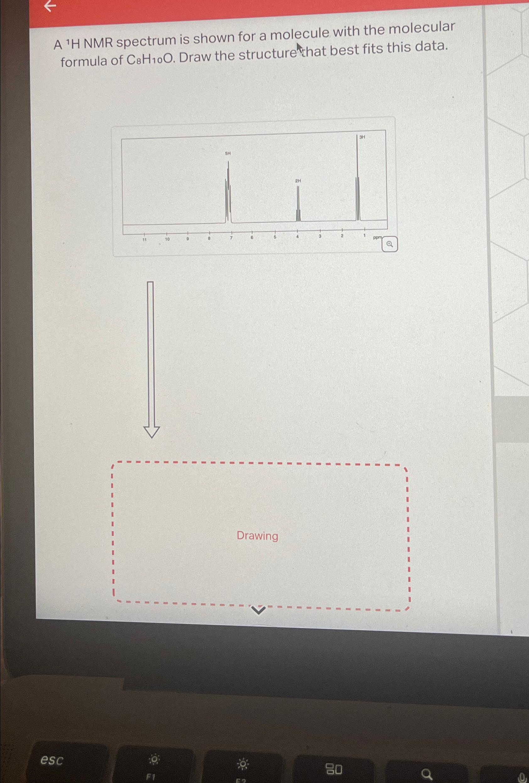A ?1H ﻿NMR spectrum is shown for a molecule with the | Chegg.com