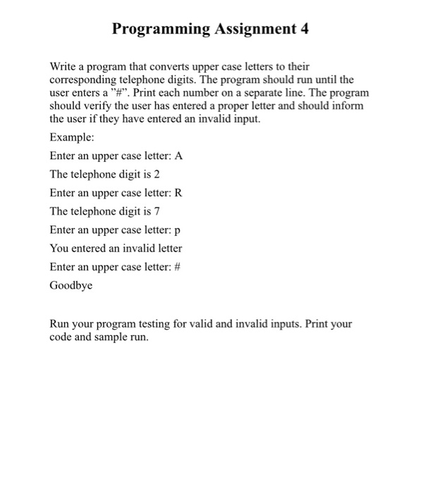 Solved Programming Assignment 4 Write a program that | Chegg.com