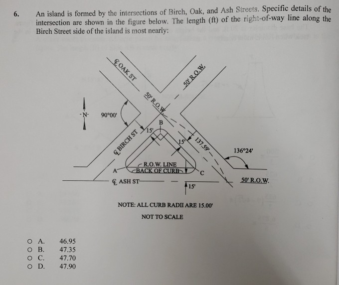 Solved 6. An island is formed by the intersections of Birch, | Chegg.com