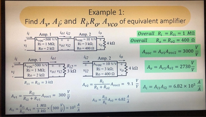 Solved Vo Vi2 Ro=2 k2 Ri - 3 k2; Ro - 400 L ii2 Example 1: | Chegg.com