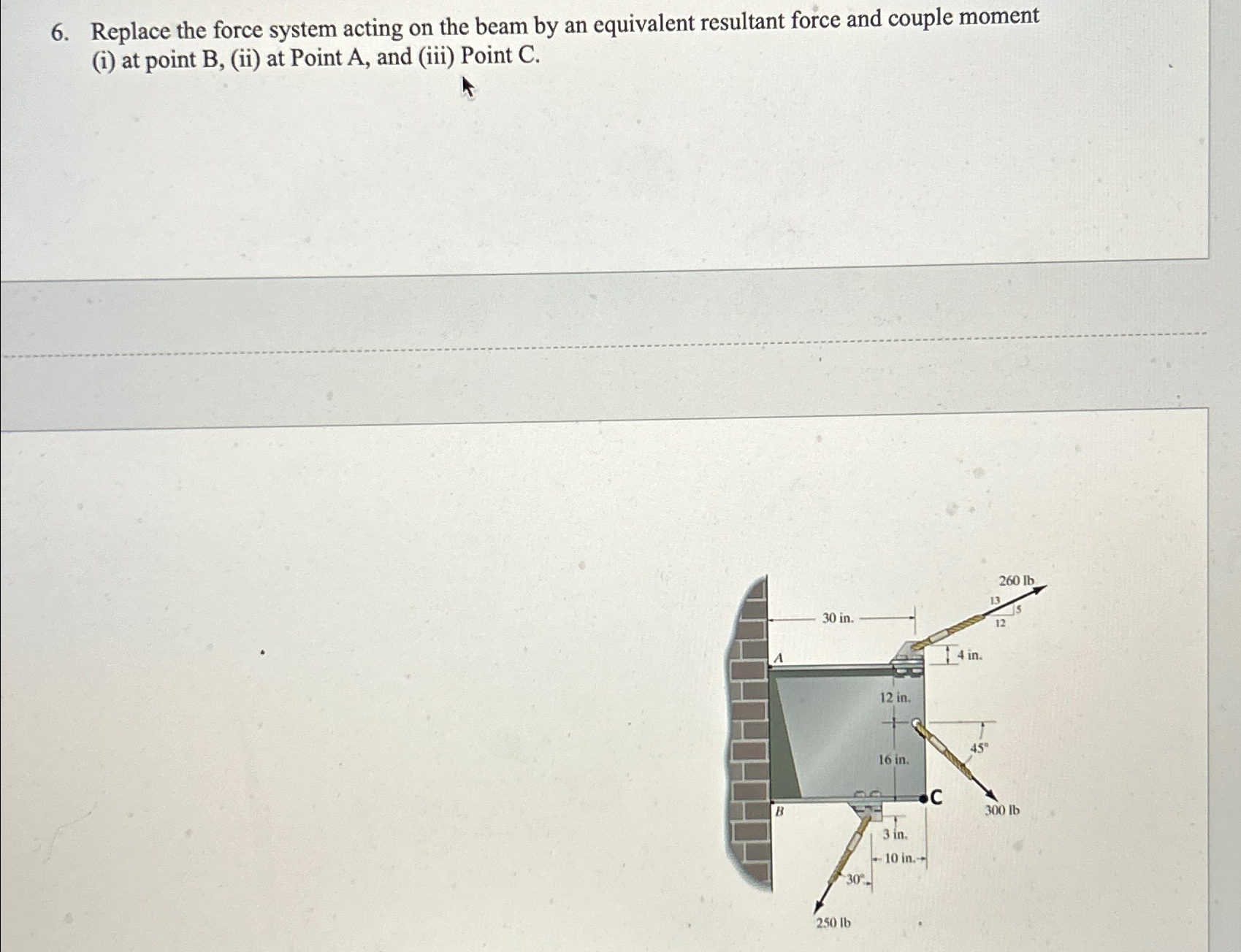 Solved Replace the force system acting on the beam by an | Chegg.com
