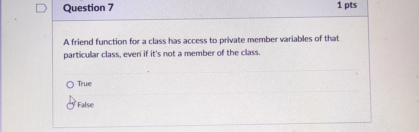 Solved Question 71 ﻿ptsA friend function for a class has | Chegg.com