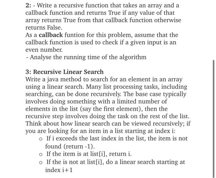 Solved 2 Write A Recursive Function That Takes An Array