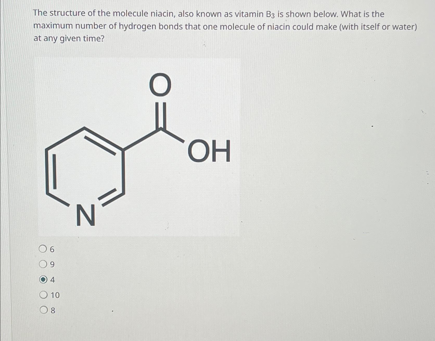 Solved The structure of the molecule niacin, also known as | Chegg.com